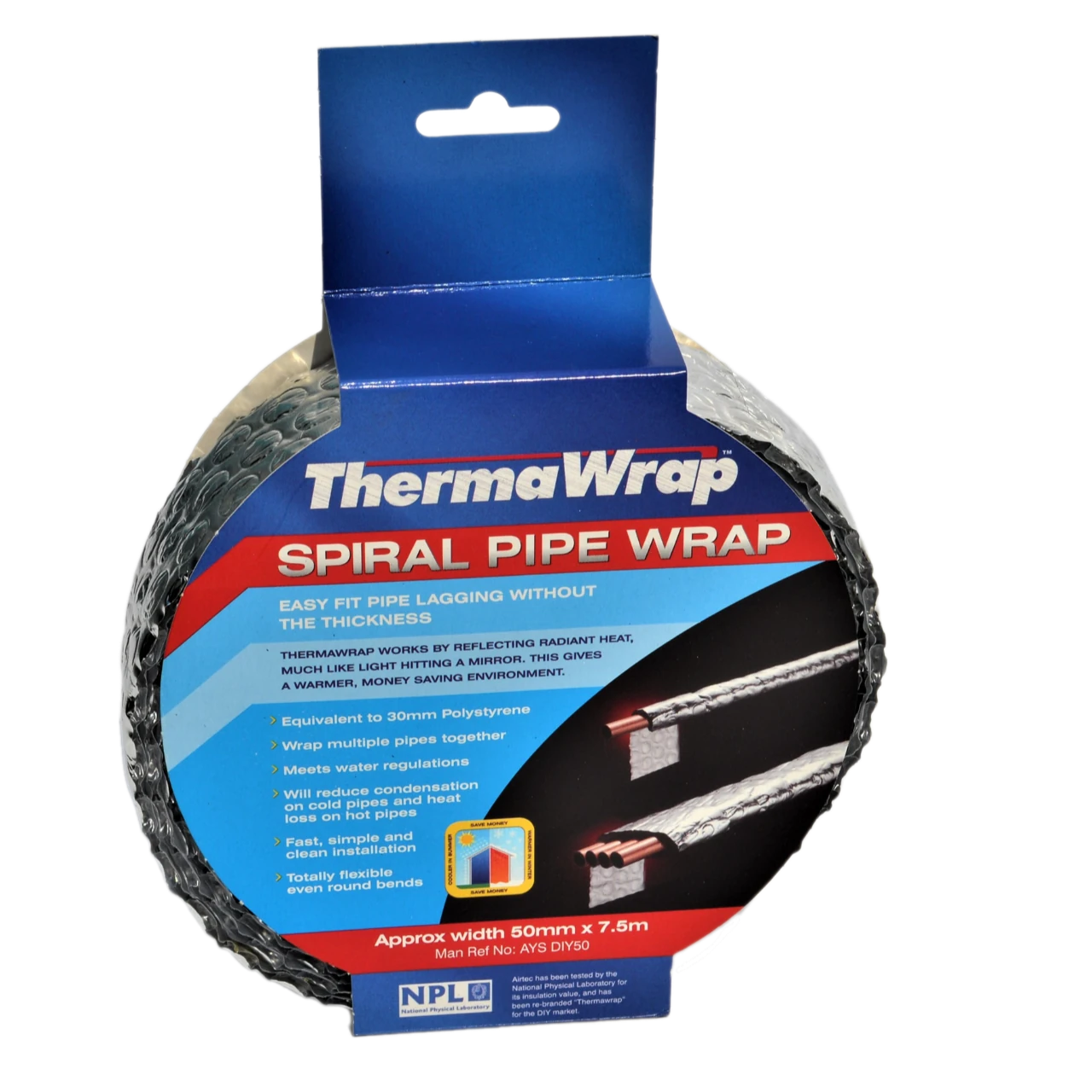 Spiral Pipe Wrap 50mm x 7.5m - Rockwell Building Plastics