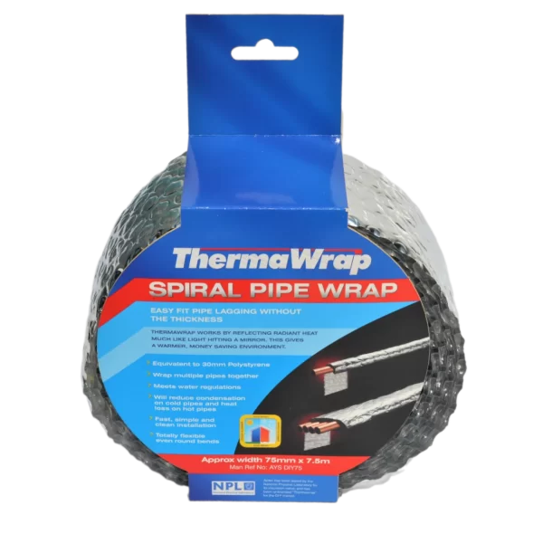 Spiral Pipe Wrap 75mm x 7.5m - Rockwell Building Plastics